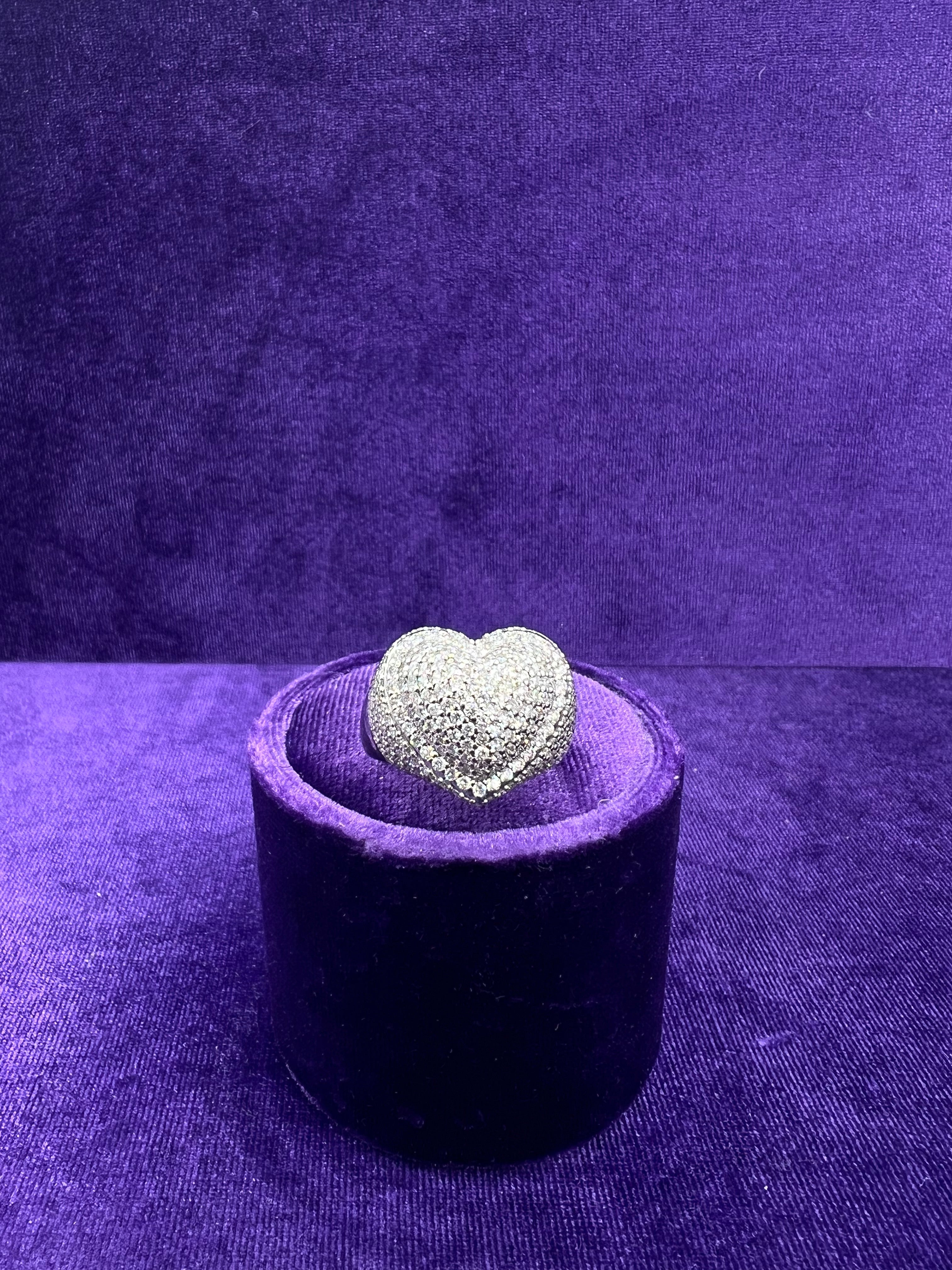 WHITE GOLD BUBBLE HEART RING – IceJewlz